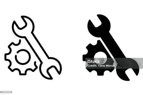 도구 스패너와 톱니바퀴 아이콘을 수정합니다 렌치 및 기어 톱니바퀴 기호 수리 기기 기호 웹 인터페이스 도구 모음 및 메뉴