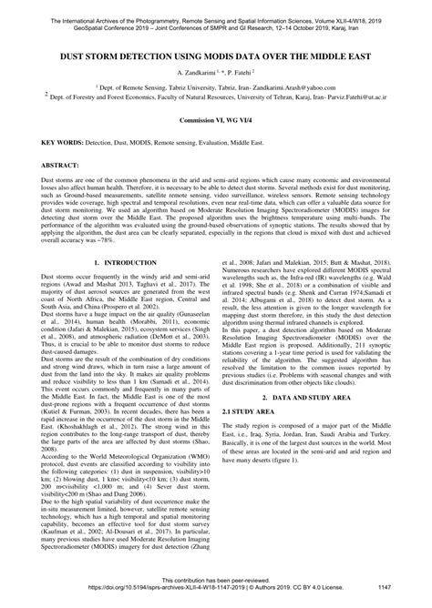 Pdf Dust Storm Detection Using Modis Data Over The Middle East