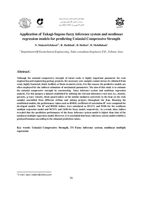 Pdf Application Of Takagi Sugeno Fuzzy Inference System And Nonlinear Regression Models For