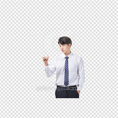 파워포인트 이미지 PNG 한국인 남성 누끼 비즈니스맨 한명 손짓 이미지 jv 게티이미지뱅크