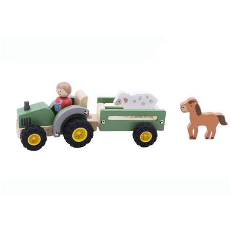 Wooden Tractor With Farm Animal Green Eleganter Australia Green