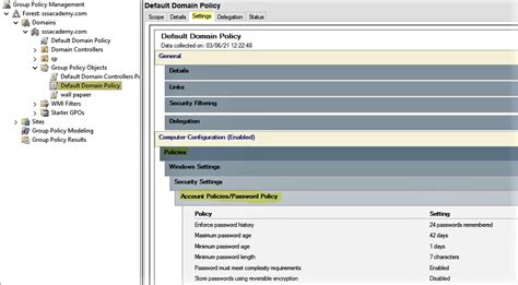configure password policies windows server 2019