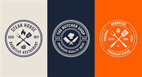 3 개의 바베큐 로고 세트 바베큐 템플릿 메뉴 디자인 빈티지 레스토랑 엠블럼 트렌디 한 디자인 벡터 일러스트레이션 로고에 대한 스톡 벡터 아트 및 기타 이미지 Istock