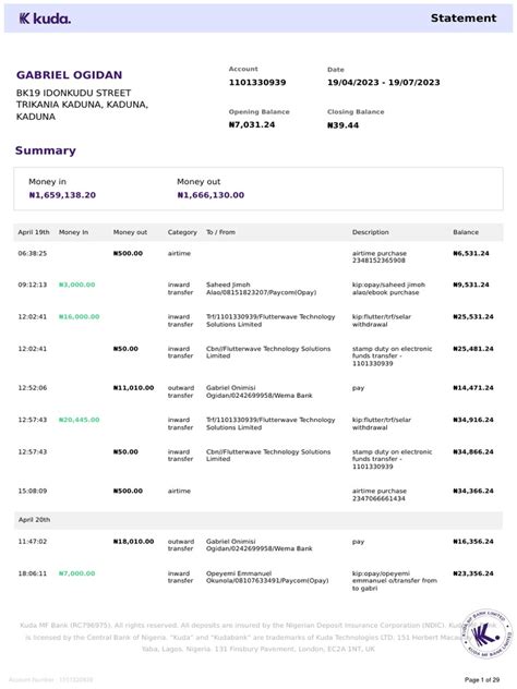 Customer Statement Pdf