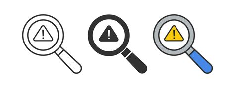 Problem Detection Icon Search Symbol Loop Signs Caution Symbols Exclamation Alert Icons