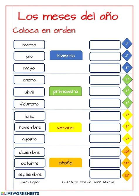 Ordena Los Meses Del Año Worksheet Live Worksheets Worksheets Library