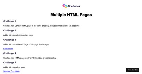 Multiple Html Pages Challenge Forked Codesandbox