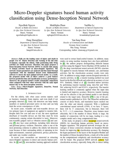 Micro Doppler Signatures Based Human Activity Classification Using Dense Inception Neural