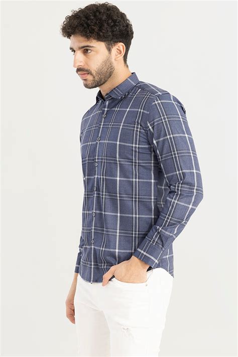 Buy Mens Cubix Square Melange Blue Shirtonline Snitch
