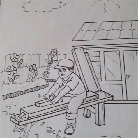 Jual Sketsa Gambarmewarnaidrawing Kertas Hvs Tema Pekerjaan Tukang