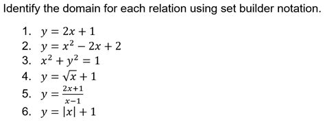 Solved Identify The Domain For Each Relation Using Set