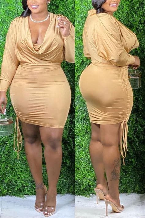 Bodysuit Pattern Solid Midi Dress Curvy Women Outfits Big Girl