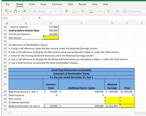 Solved File Home Insert Draw Formulas Data Review View Help