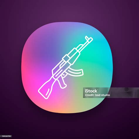 Akm 무기 응용 프로그램 아이콘입니다 아이콘 가상 비디오 게임 총기 총 사수 게임 소총 사이버 스포츠 저격 군사 인벤토리 Uiux 사용자 인터페이스 웹 또는 모바일 응용