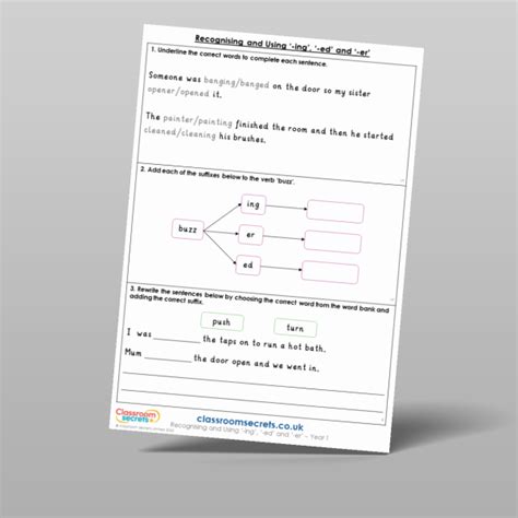 Year 1 Recognising And Using Ing Ed And Er Mixed Activity Resource Classroom Secrets