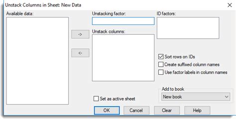 Unstack Spreadsheet • Genstat V22