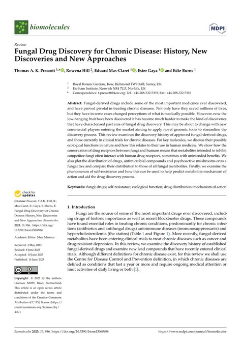 Pdf Fungal Drug Discovery For Chronic Disease History New