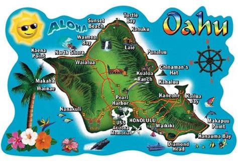 Explore Oahu With This Fun Map Map Of Oahu Island Oahu Map Colorful