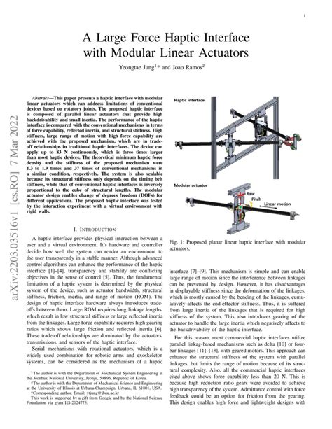 A Large Force Haptic Interface With Modular Linear Actuators Deepai