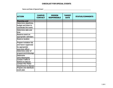 Event Planning Checklist Template Excel