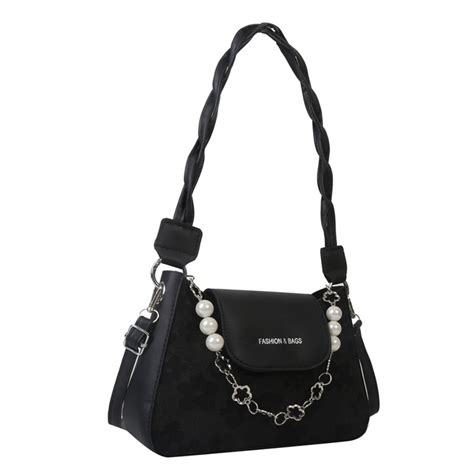 Badu Bg Дамска модна пазарска чанта Перлена верижка Декорация Дамска чанта Цветна текстура Чанта