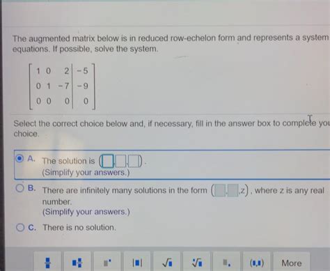 Solved The Augmented Matrix Below Is In Reduced Row Echelon