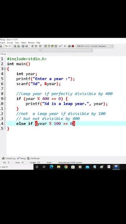 C Language Leap Yearshortsfeedviraltrendingshortsclanguageprogrammingclanguagetutorial