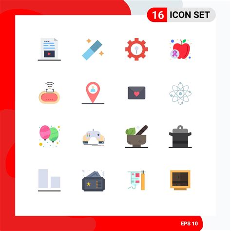 Flat Color Pack Of 16 Universal Symbols Of Security Food Keyhole Wellness Apple Editable Pack Of