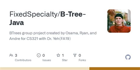 Github Fixedspecialtyb Tree Java Btrees Group Project Created By Osama Ryan And Andre For