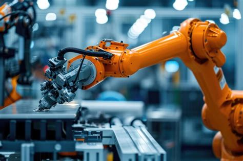 Premium Ai Image Robotics Industry High Tech Facility With Advanced Robot Arm
