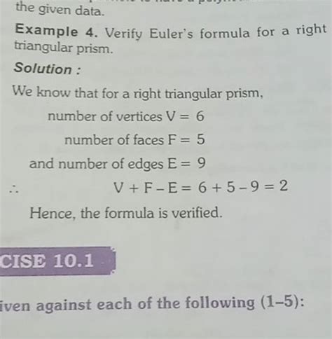 The Given Data Example Verify Euler S Formula For A Right Triangular
