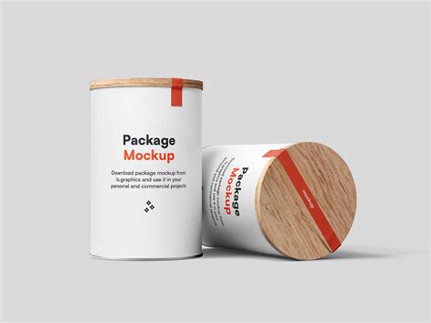 Free Cylinder Wooden Cap Tin Can Mockup Psd