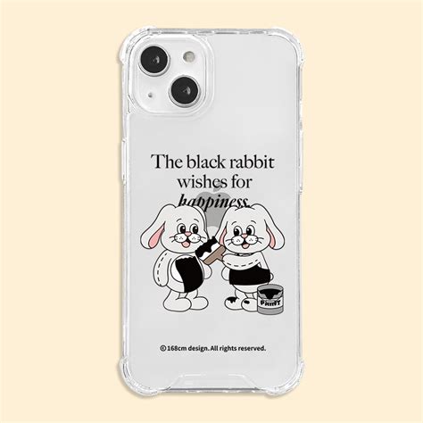 빠른배송 슈퍼 버니 블랙 래빗 심플 아이폰케이스 젤리 투명 실리콘 아이폰 11 12 13 14 미니 15 Xs X