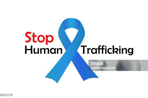 Stop Human Trafficking Logo Template Vector Awareness Ribbon On White