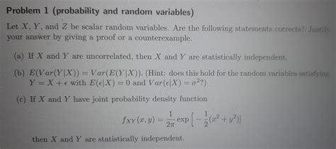 Solved Problem Probability And Random Variables Let X Y Chegg