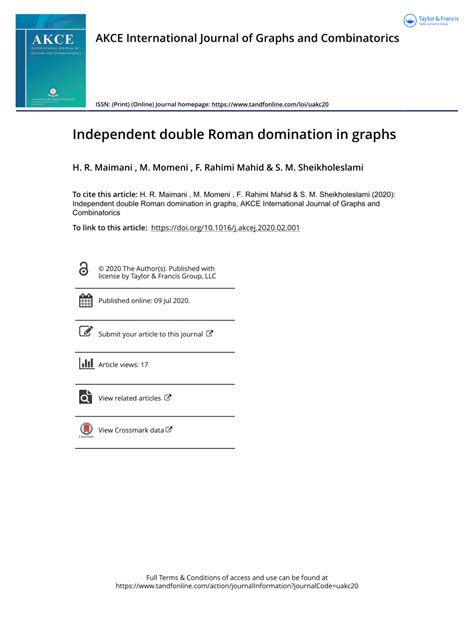Pdf Independent Double Roman Domination In Graphs