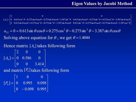 Eigen Values Jocobi Method Ppt