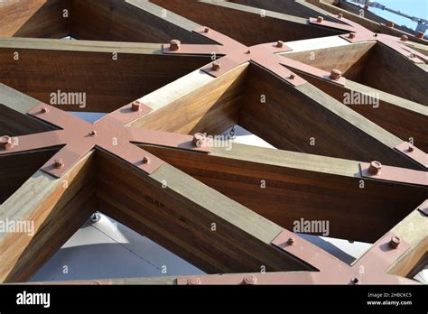 Close Up View Of The Sturdy Triangular Interlocking Structure In Wooden