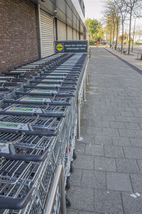 Shopping Carts From Lidl Supermarket At Haarlem The Netherlands Editorial Stock Image Image Of