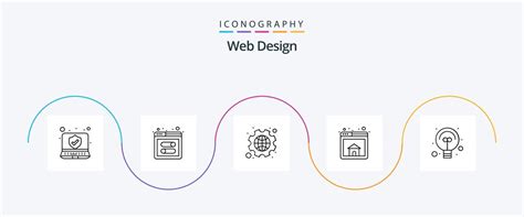 Web Design Line 5 Icon Pack Including Idea Gear Design Homepage