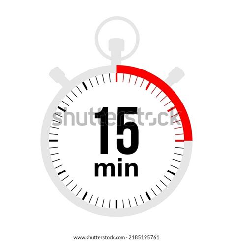 Vektor Stok 15 Minutes Timer Stopwatch Symbol Flat Tanpa Royalti