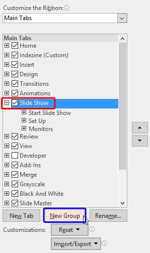 Working With Custom Groups In Ribbon Tabs In Powerpoint 2016 For Windows