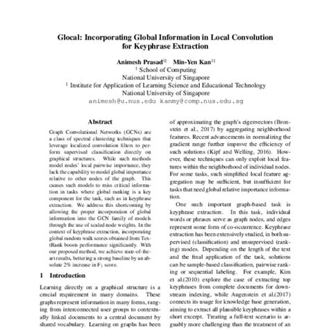 Glocal Incorporating Global Information In Local Convolution For Keyphrase Extraction Acl