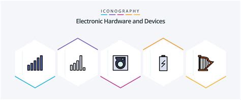 Devices 25 Filledline Icon Pack Including Sound Charging Music Harp 19733096 Vector Art At