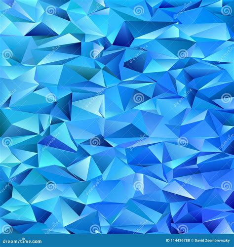 Blue Abstract Mosaic Chaotic Triangle Pattern Background Geometrical Vector Graphic From