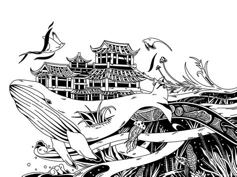 黑白插画风格插画设计作品 设计人才灵活用工 设计dna