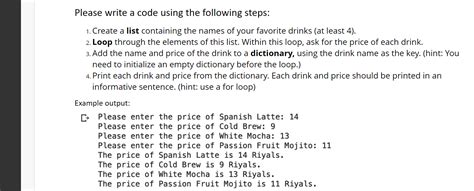 Solved Please Write A Code Using The Following Steps 1