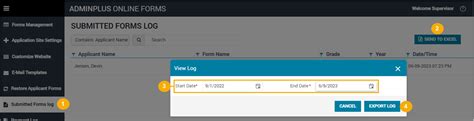 Export The Submitted Adminplus Online Forms Log To Excel Rediker Software
