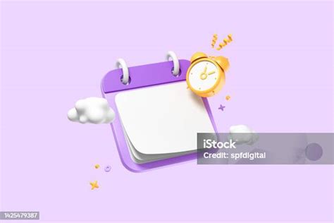 알람 알림이 있는 3d 캘린더 이벤트 알림 최소한의 창조적 인 디자인 텍스트 또는 날짜에 대한 빈 복사 공간이 있는 백서입니다