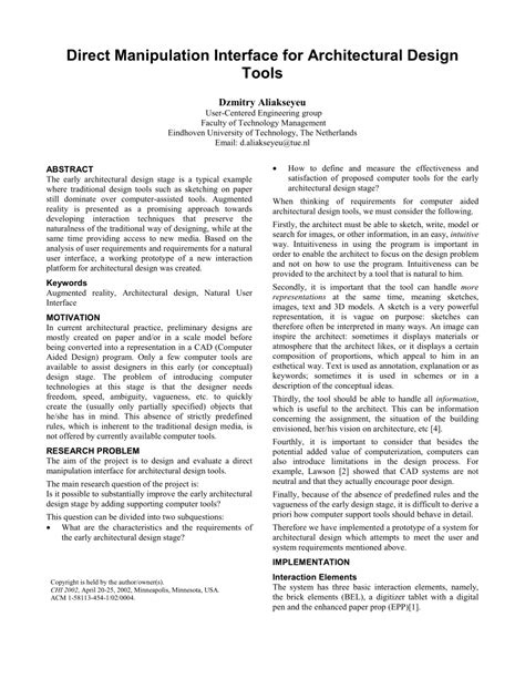 pdf direct manipulation interface for architectural design tools